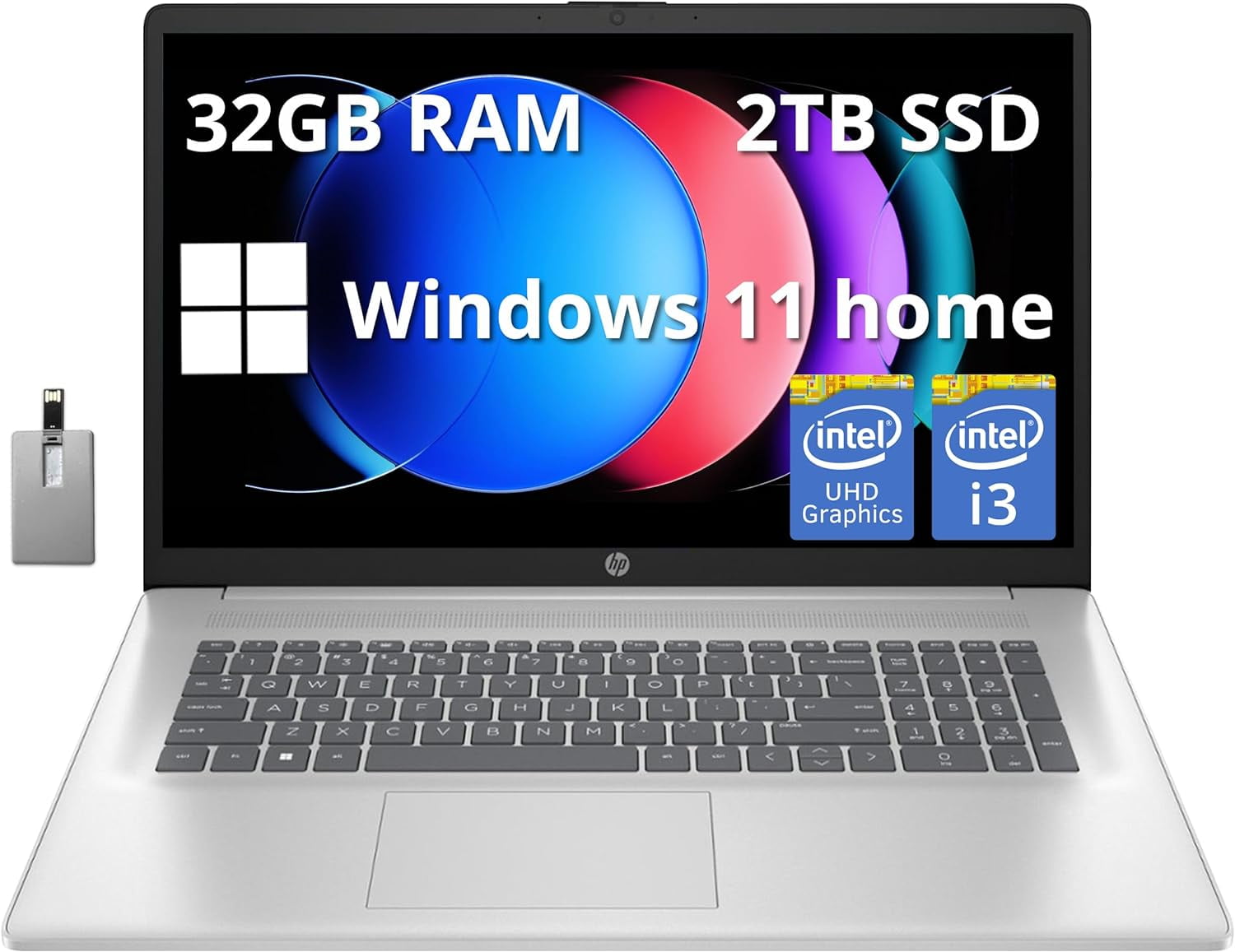 HP 17.3" Full HD Laptop, Intel Core i3 1215U Processor, 32GB DDR4 RAM ...