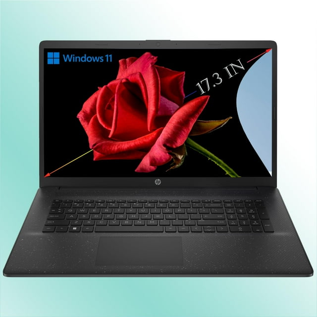 HP 17.3" HD+ Laptop AMD Processor, Full-Size Island-Style Jet Black ...
