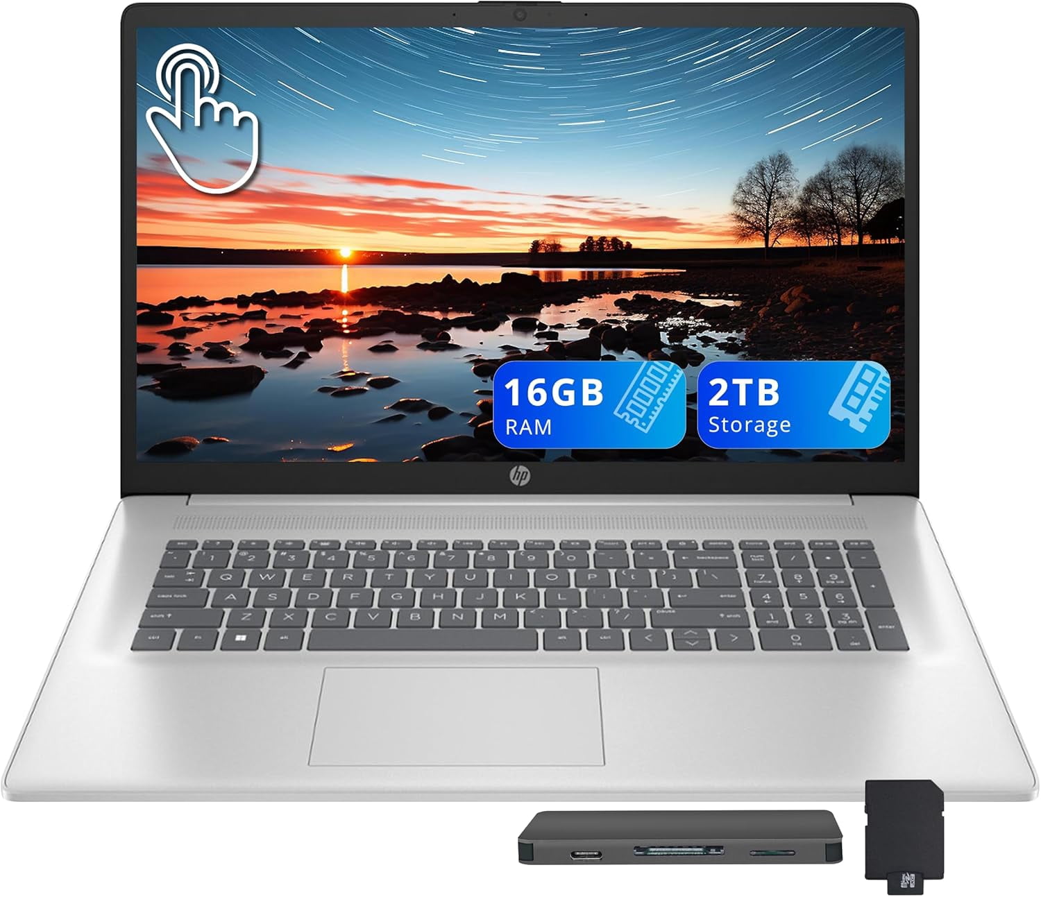 HP 17.3" HD+ Touchscreen Laptop, AMD Ryzen 5 7430U, 16GB DDR4 RAM, 2TB ...