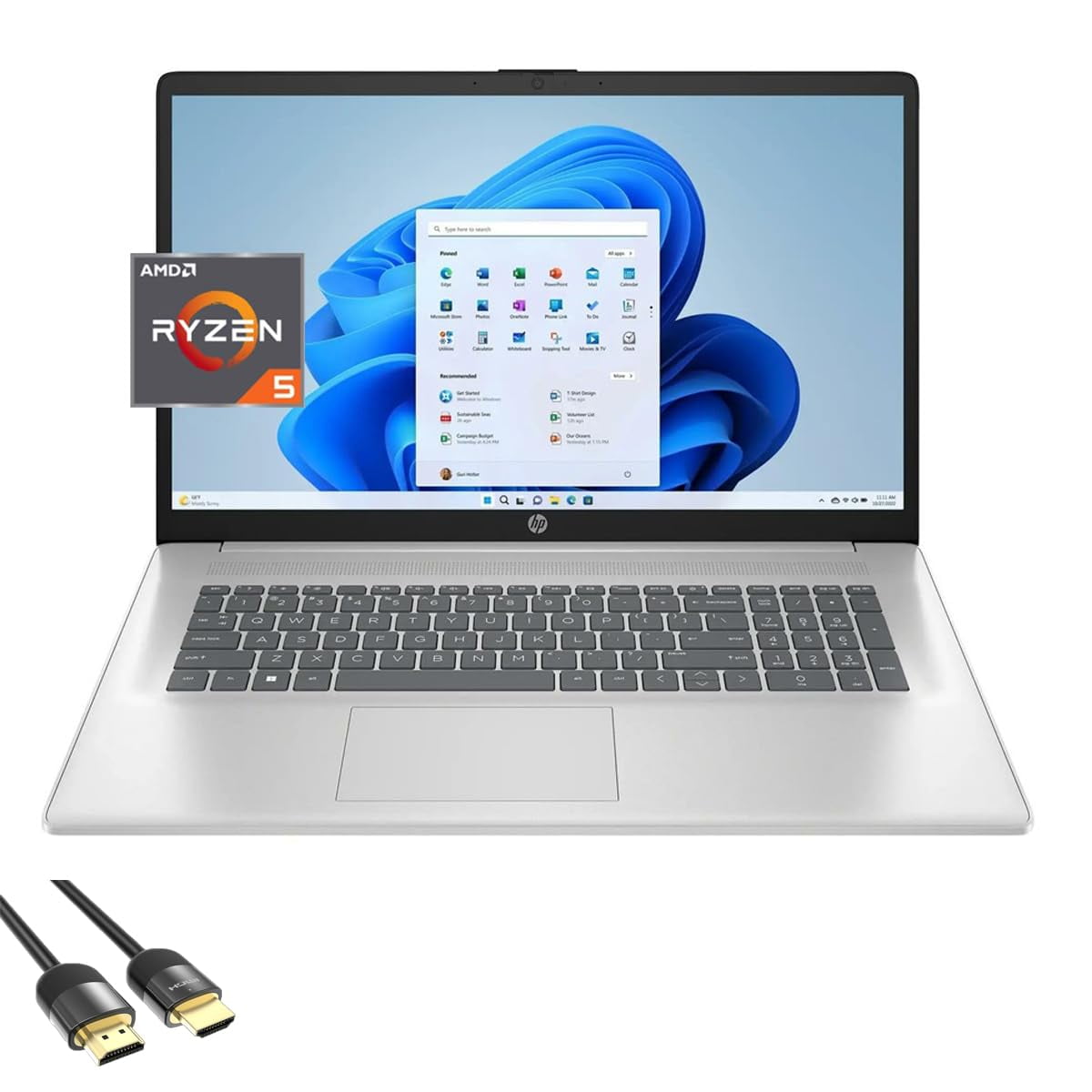 HP 17.3 Inch FHD Laptop, 6-Core AMD Ryzen 5 7430U (Beats i7-1255U), 8GB ...