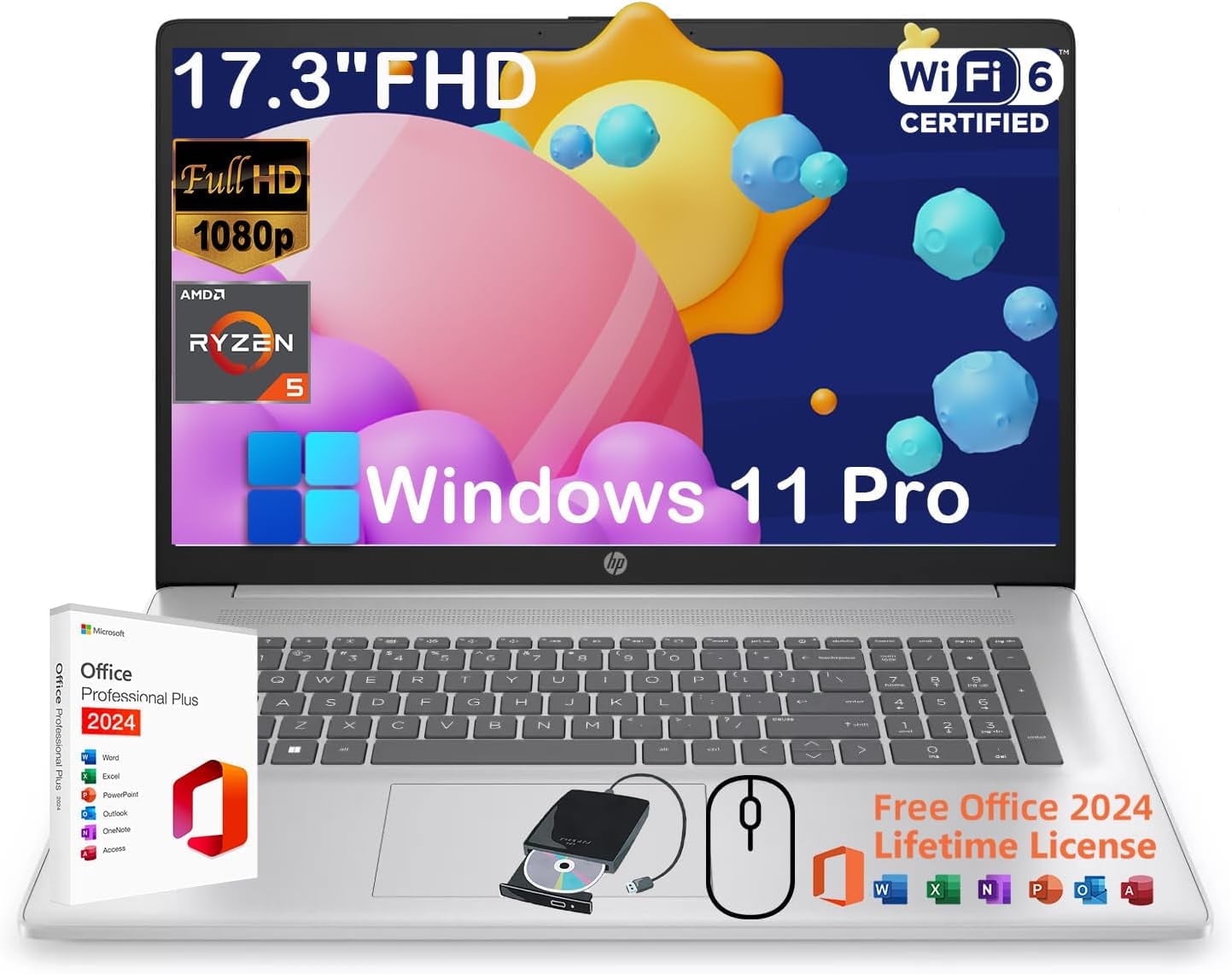 HP 17.3" Laptop for Business and Students - with Microsoft Office 2024 ...