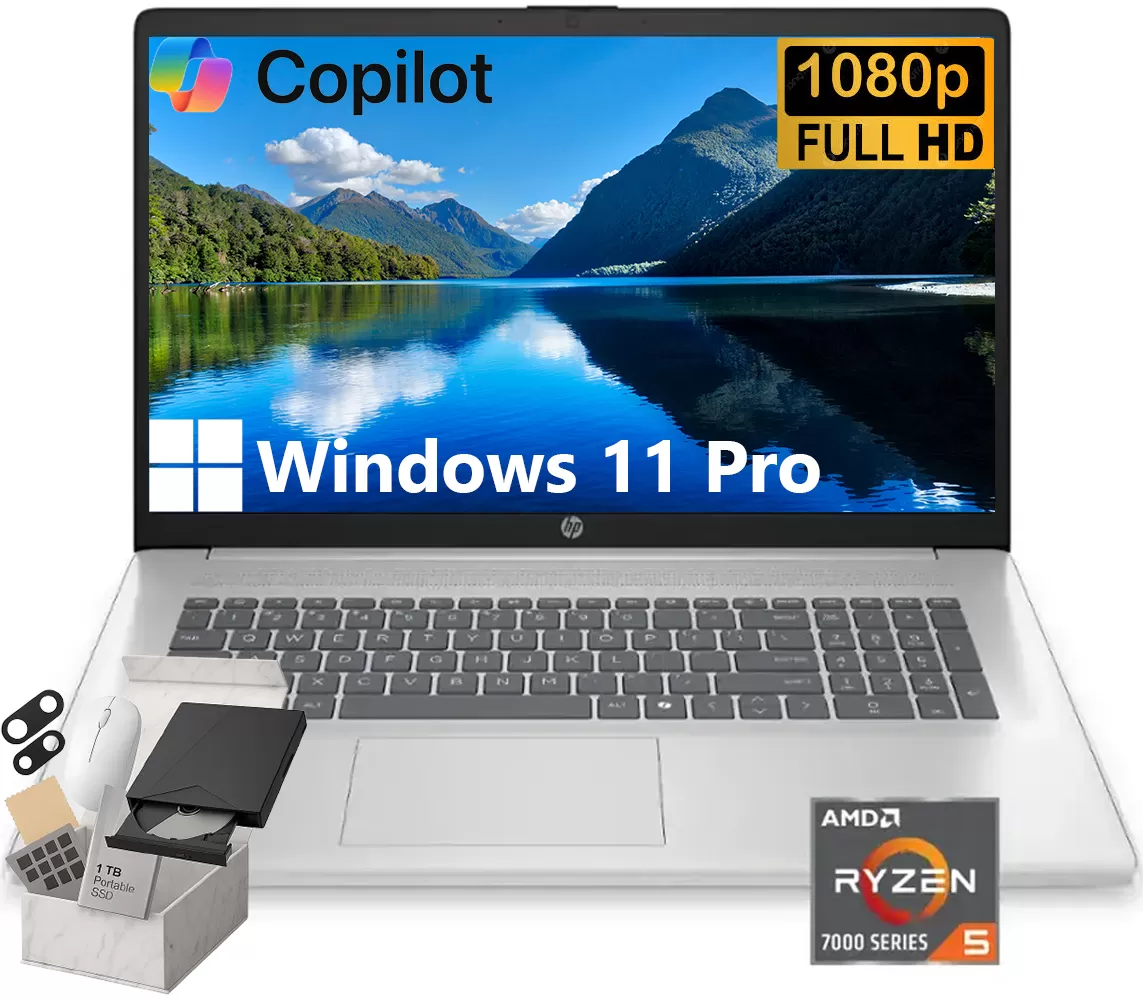 HP 17.3" Laptop for Business and Students, AMD Ryzen 5 7430U (6-core ...