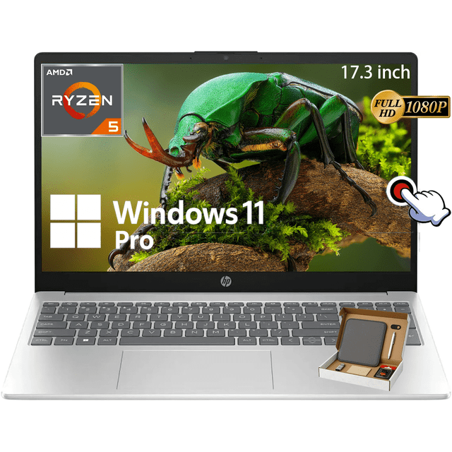 HP 17.3" Touchscreen FHD Laptop, AMD Ryzen 5 7430U(Up to 4.3GHz), AMD ...