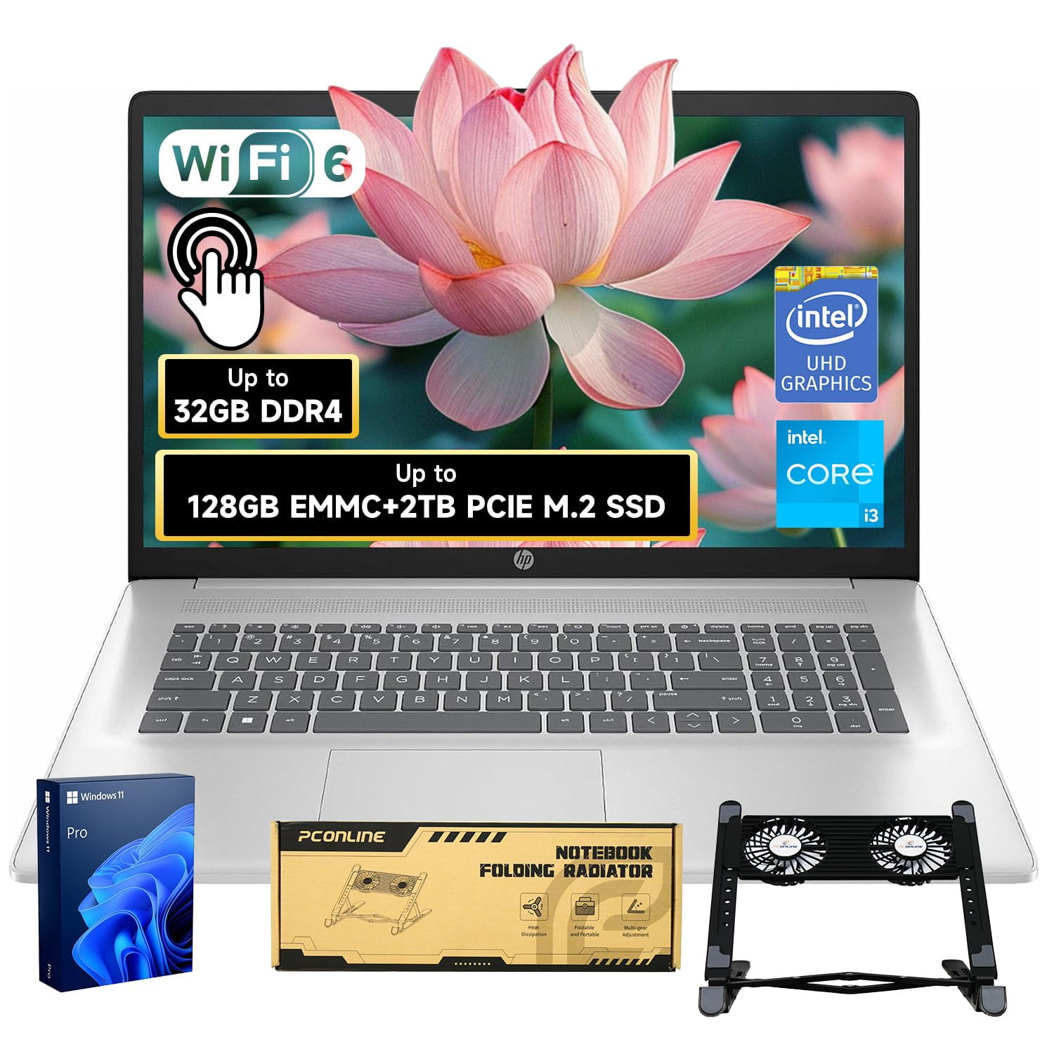 HP 17.3" Touchscreen Laptop, Intel Core i3-N305, 32GB RAM, 128GB eMMC ...