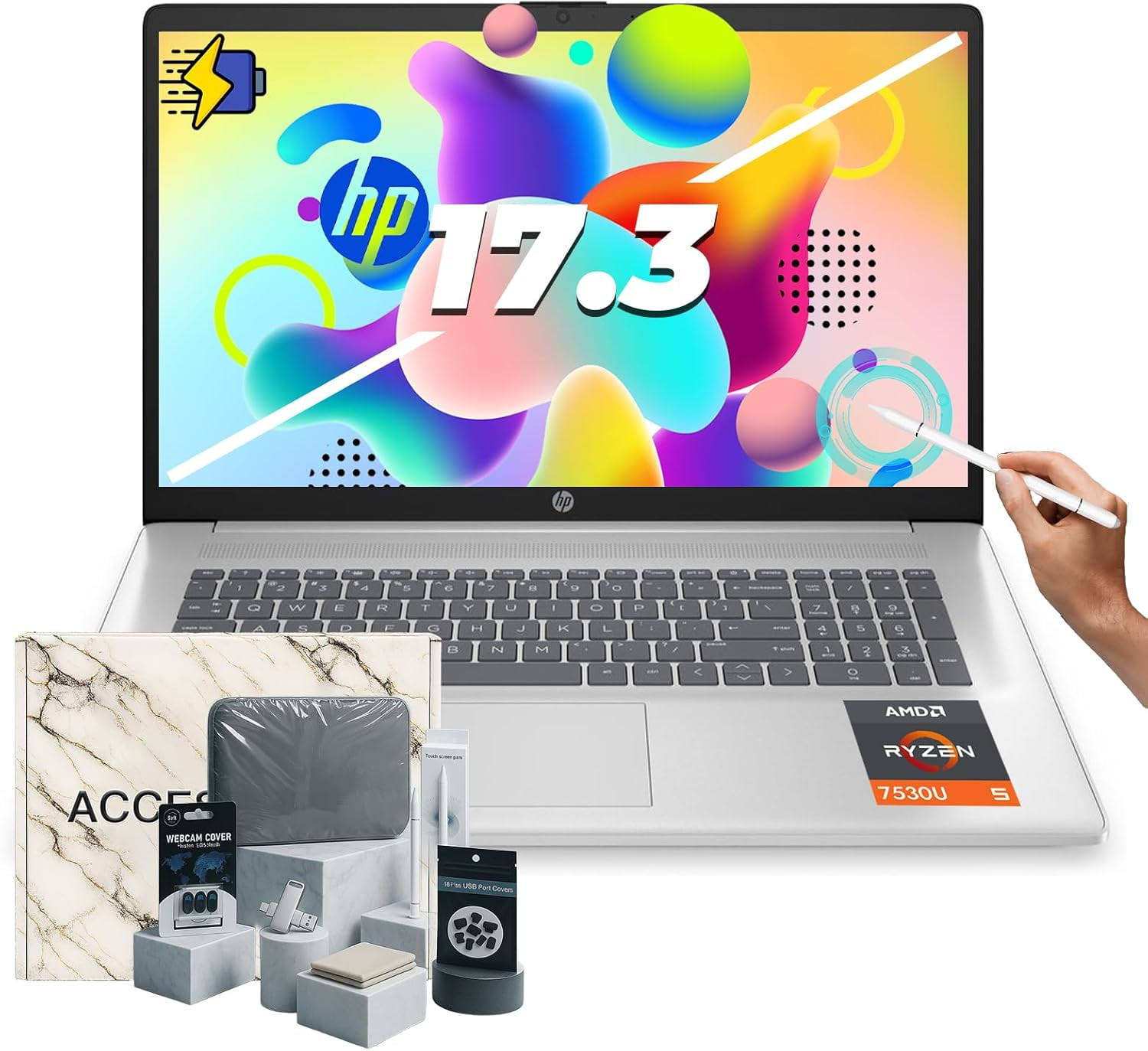 HP 17.3-inch Flagship Touchscreen Laptop - Win 11 Pro, AI-Powered ...