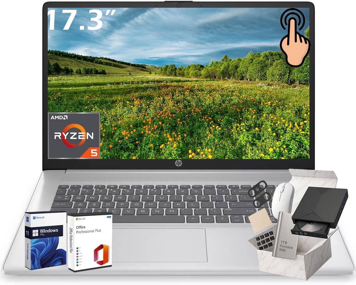 HP 17.3 inch Touchscreen Business Laptop, AMD Ryzen 5 7430U, 17" HD+ ...
