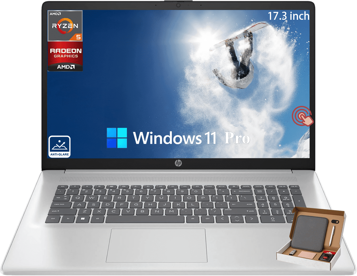 HP 17.3 inch Touchscreen Laptop, AMD Ryzen 5 7430U 6-Core, AMD Radeon ...