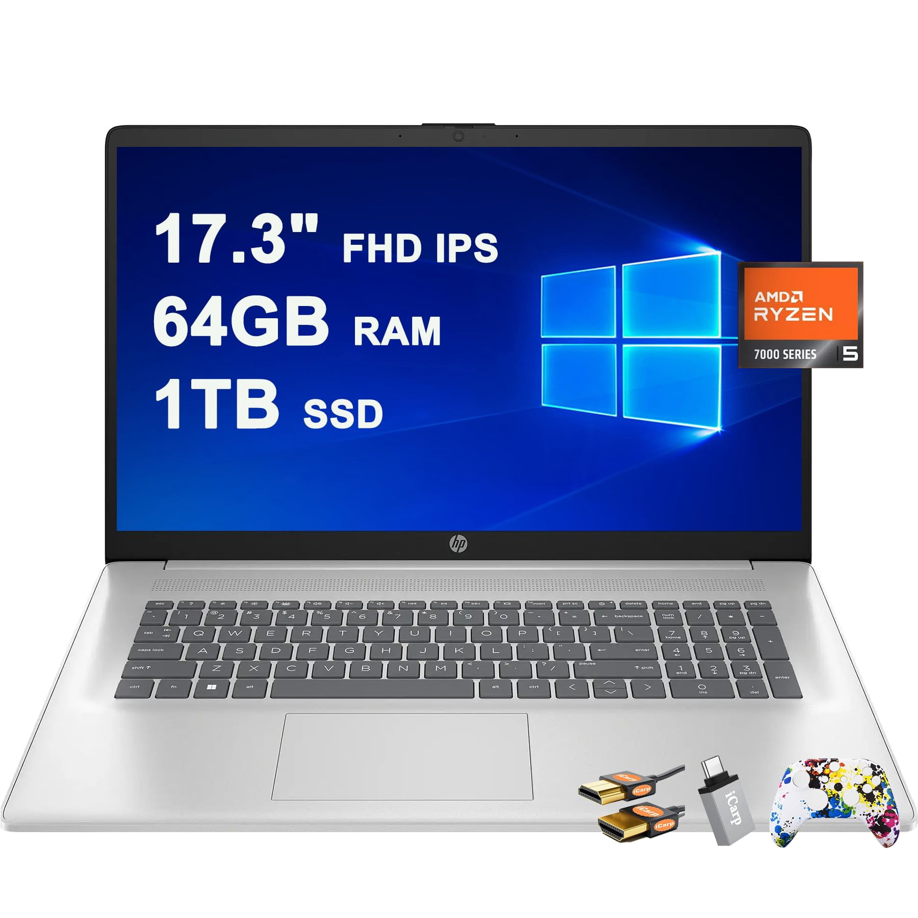 HP 17 Business Laptop 17.3" FHD IPS AMD Hexa-core Ryzen 5 7430U (Beats ...