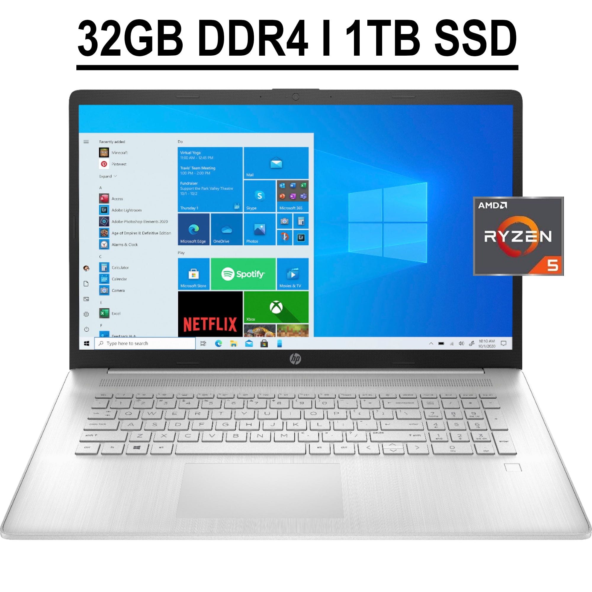 HP 17 Business Laptop 17.3" FHD IPS Anti-glare Display AMD Hexa-Core Ryzen 5 5500U 32GB DDR4 1TB ...