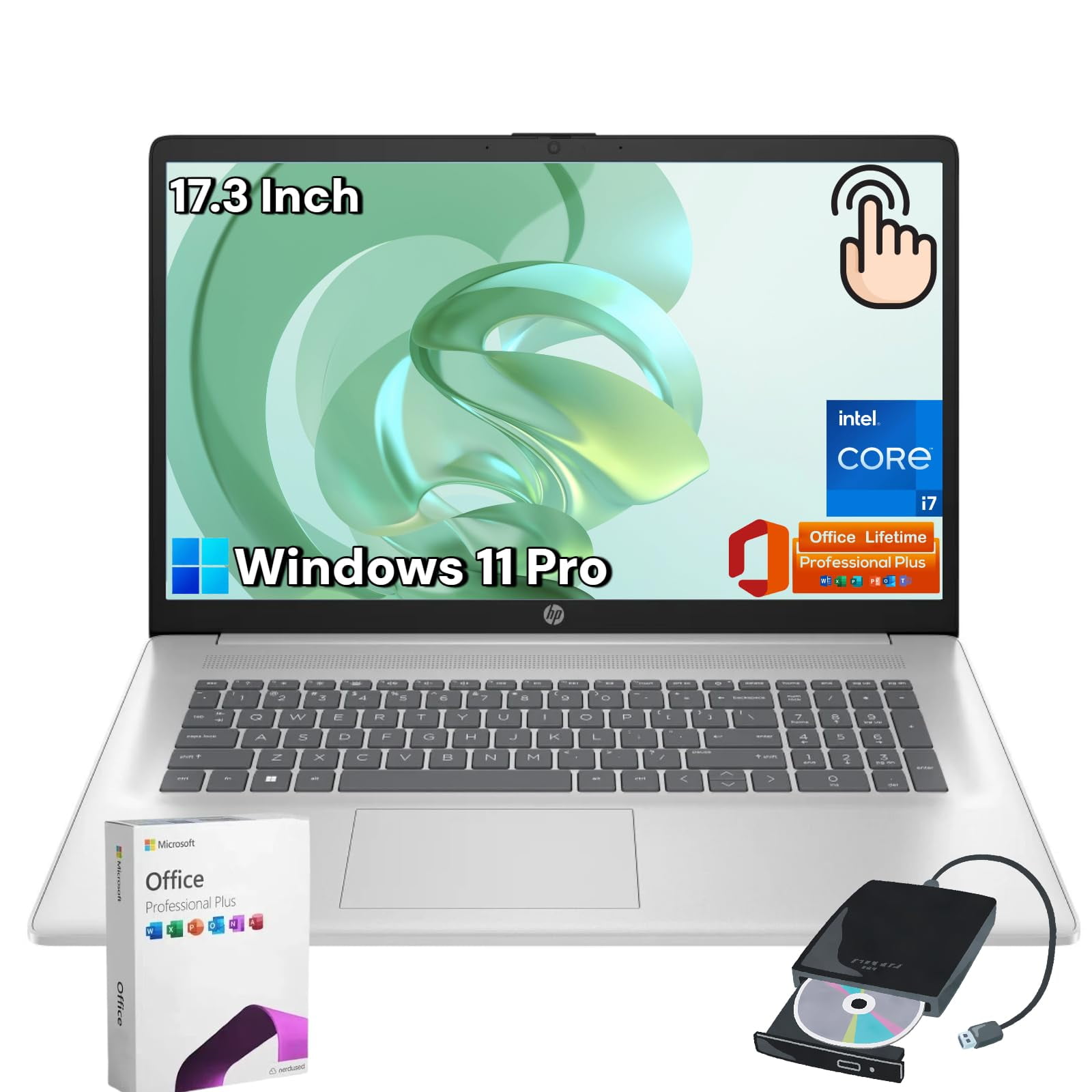 HP 17 Business Laptop Computer - 17.3-inch HD+ Touchscreen Display ...