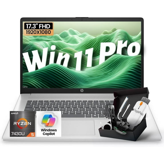 HP 17" FHD Laptop: 64GB RAM | 2TB SSD | AMD Ryzen 5 | Win 11 Pro with Copilot | Touchscreen ...
