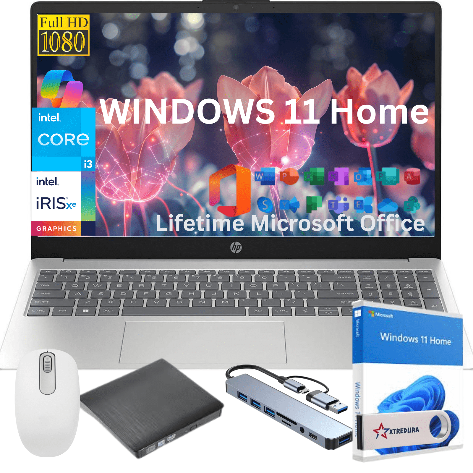 HP 17" FHD Laptop Gift Set, Intel I3-N305 (BEAT i5-1135G7), 8GB RAM,1TB ...
