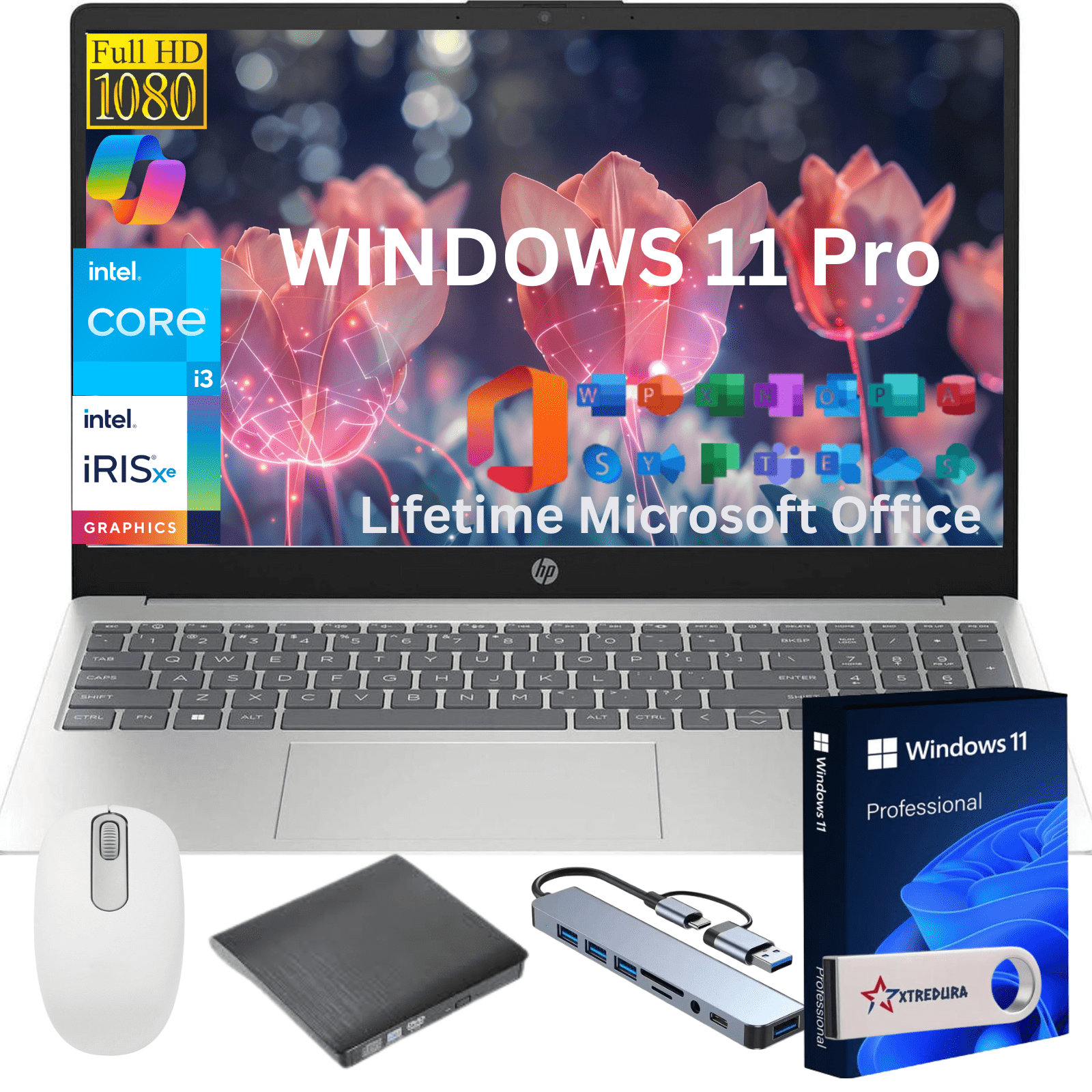 HP 17" FHD Laptop Gift Set, Intel I3-N305 (BEAT i5-1135G7), 8GB RAM ...