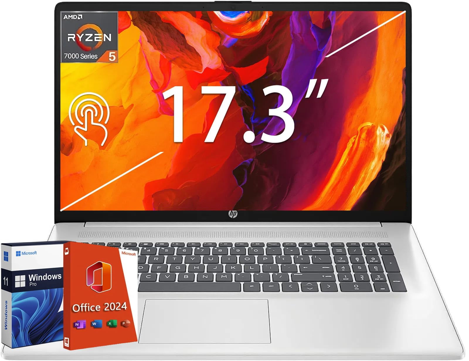 HP 17 Inch Business Touchscreen Laptop Windows 11 Pro, AMD Ryzen 5 ...