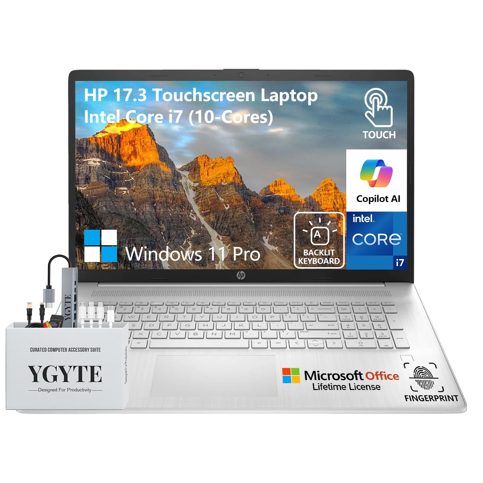 HP 17 Inch Laptop Touchscreen Computer, 17.3 HD+ Touch Screen Business ...