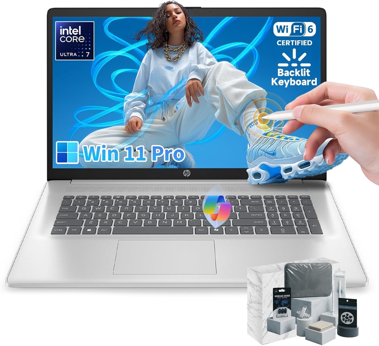 HP 17 Touchscreen Laptop, Intel Ultra 7 255U, 17.3 Inch HD+ Anti-Glare ...