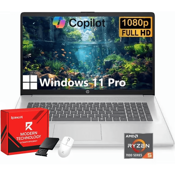 HP 17 inch Business Laptops Computer, 17.3" FHD Anti-Glare Display, AMD ...