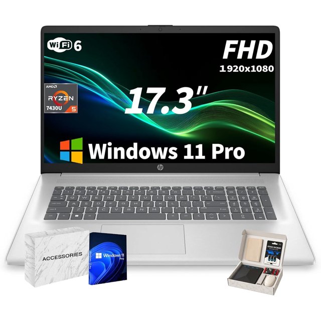 HP 17 inch Laptop, AMD Ryzen 5 7430U Processor, 64GB RAM, 1TB SSD, 17.3 ...