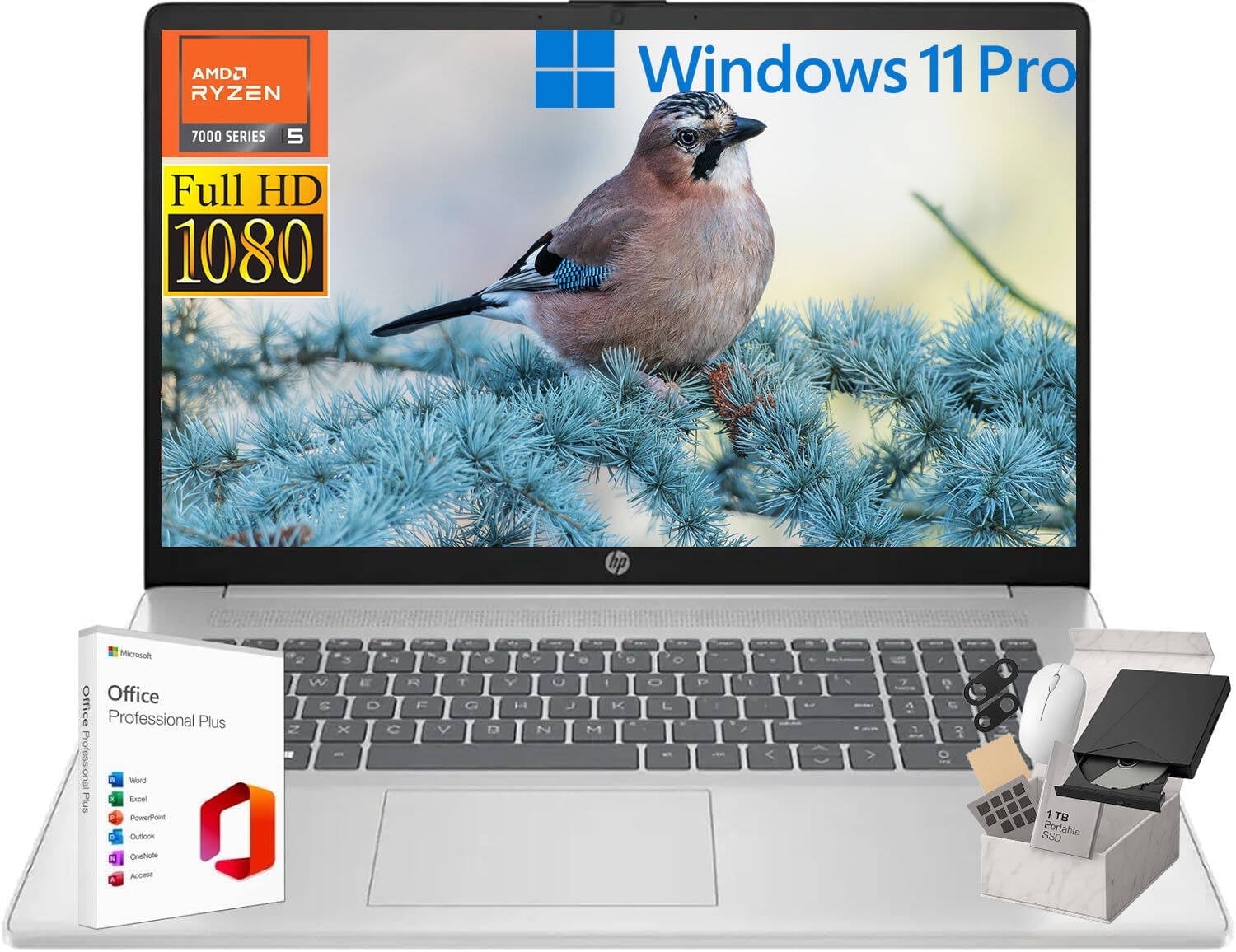 HP 17-inch Laptop for Business and Student - 32GB RAM, 2TB SSD, AMD ...