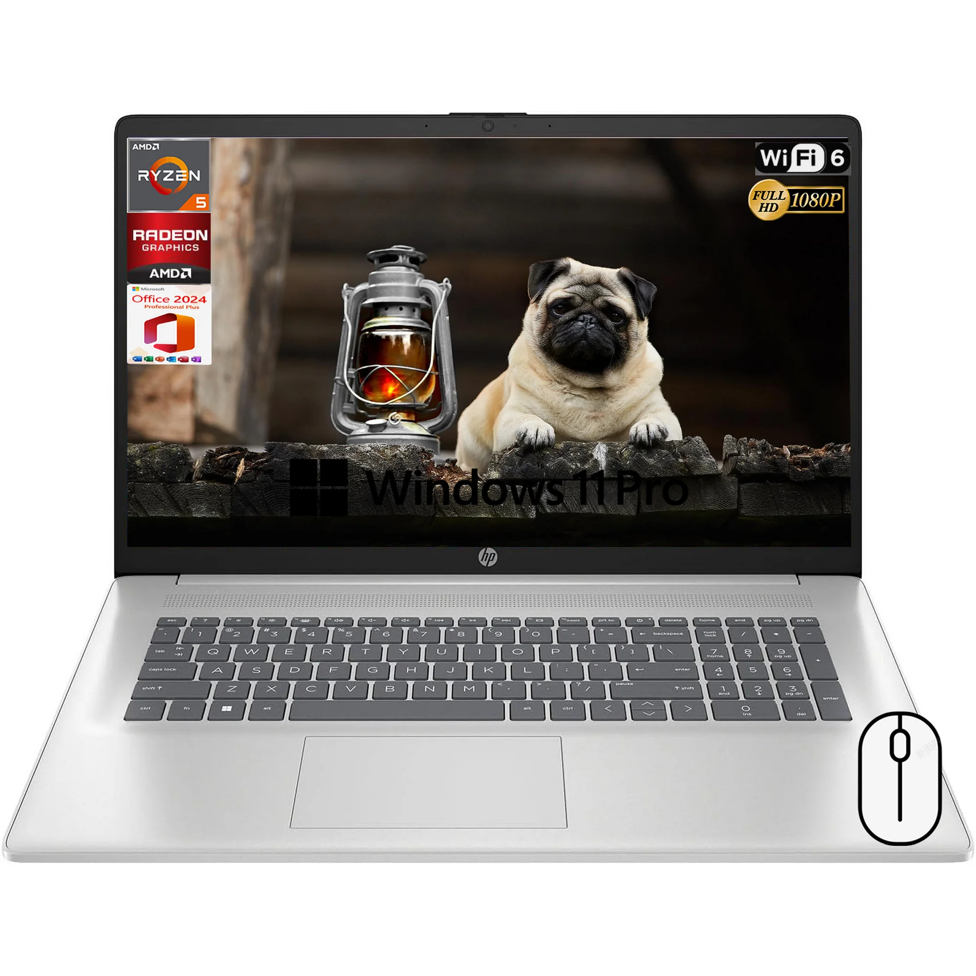 HP 17 inch Laptop Computer - 17.3" FHD IPS Display, AMD Ryzen 5 7430U 6-Cores Processor, 32GB ...