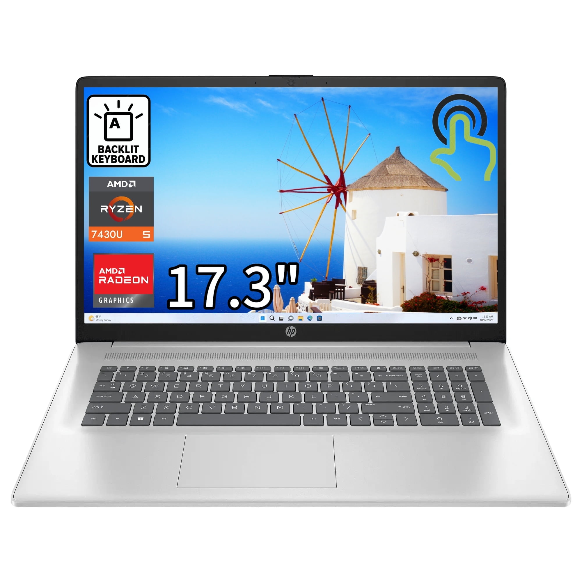 HP 17 inch Laptop Computer - 17.3" HD+ Touchscreen Display, AMD Ryzen 5 ...