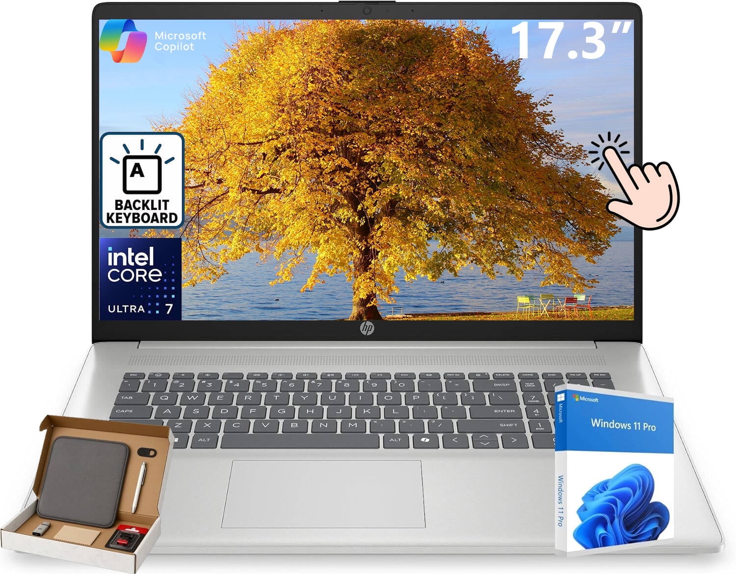 HP 17 inch Laptop Touchscreen Computer, Intel Ultra 7 255U (12-Core, AI ...