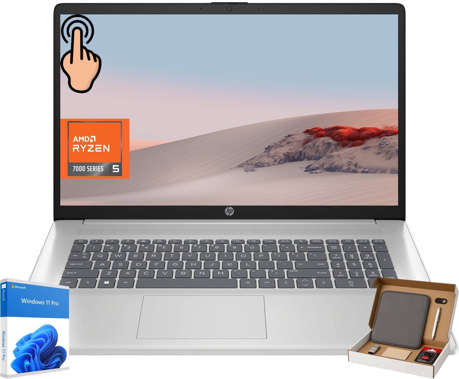 HP 17 inch Touchscreen Business Laptop, 17.3" HD+ Anti-Glare, AMD Ryzen 5 7530U, 32GB RAM, 2TB ...