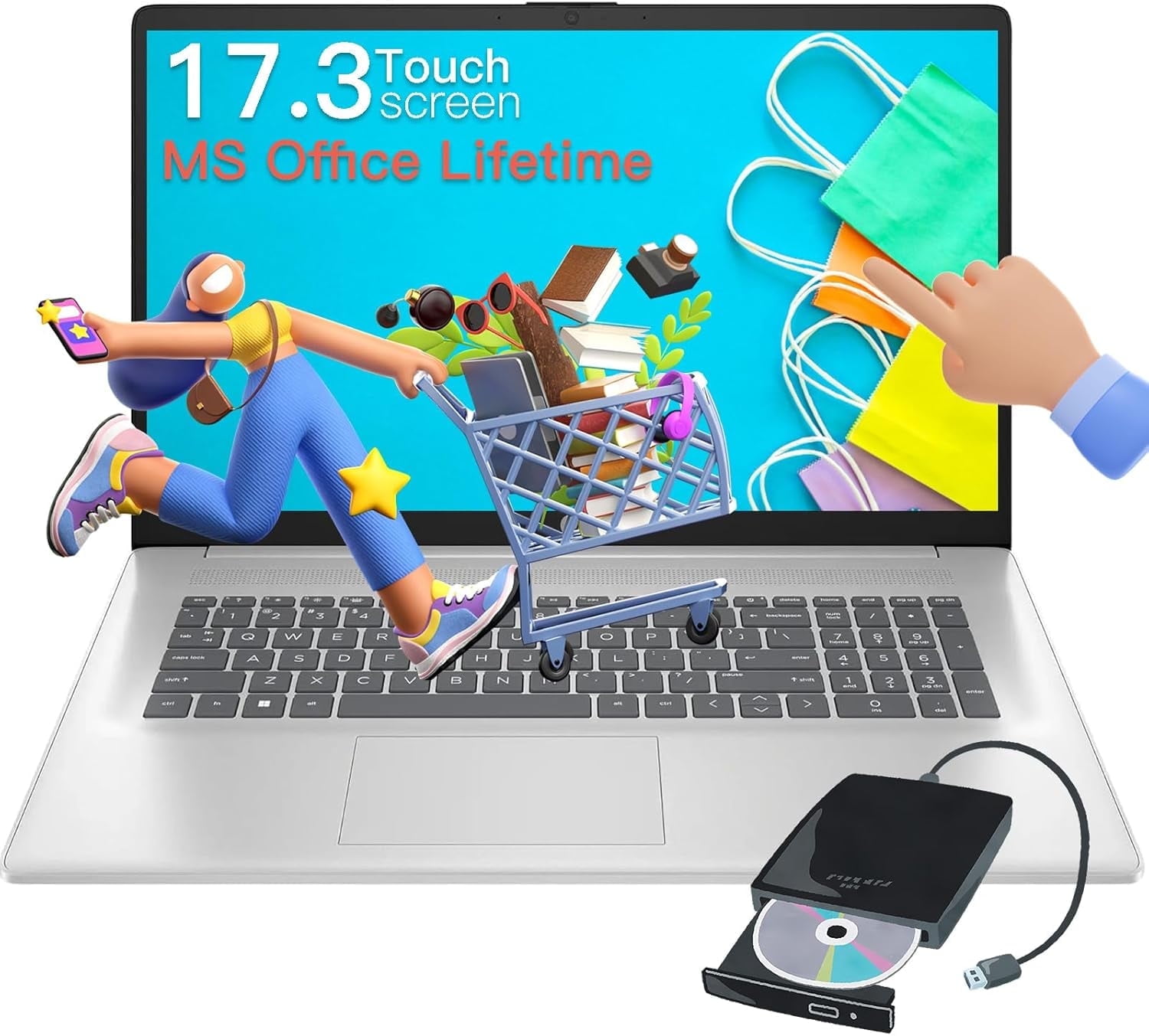 HP 17-inch Touchscreen Business Laptop Computer- 17.3" HD+ Display ...