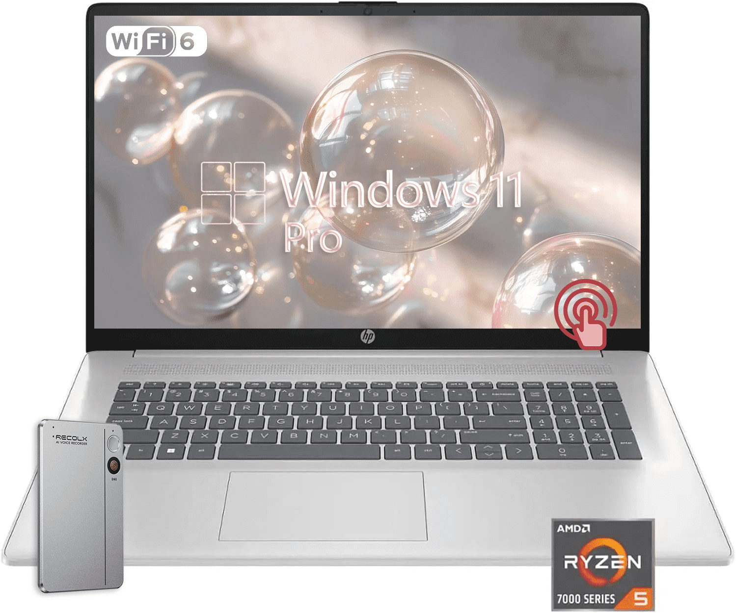 HP 17 inch Touchscreen Laptop Computer - AMD Ryzen 5 7430U(Up to 4.3GHz), 17.3" HD+ AntiGlare ...