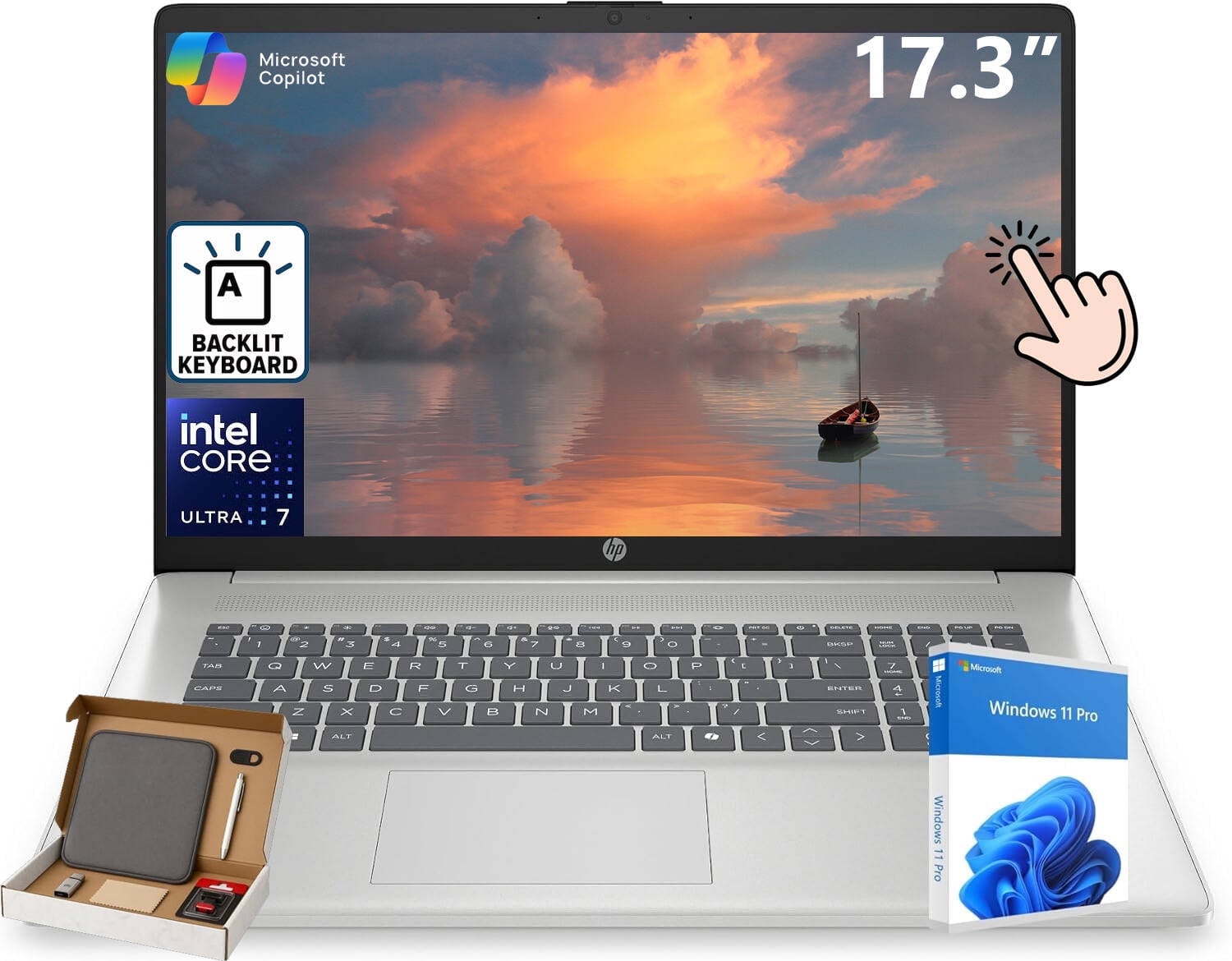HP 17 inch Touchscreen Laptop, Intel Core Ultra 7 255U, 64GB DDR5 RAM, 2TB SSD, 17.3" diagonal ...