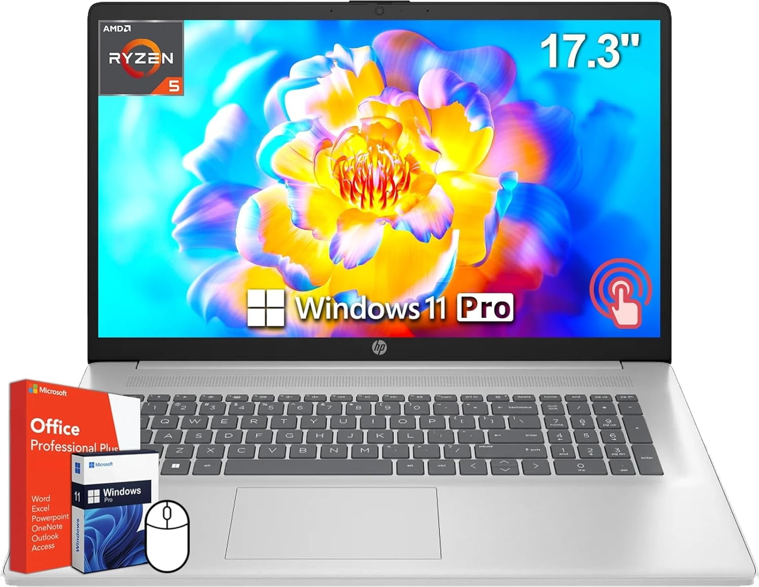 HP 17 inch Touchscreen Laptop, MS Office Lifetime License & Windows 11 ...
