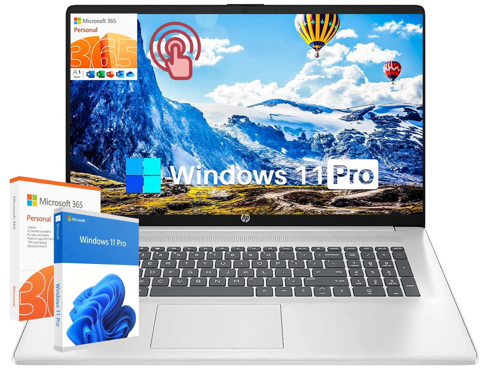 HP 17 inch Touchscreen Laptop Windows 11 Pro, 17.3" HD+ Touch Screen ...