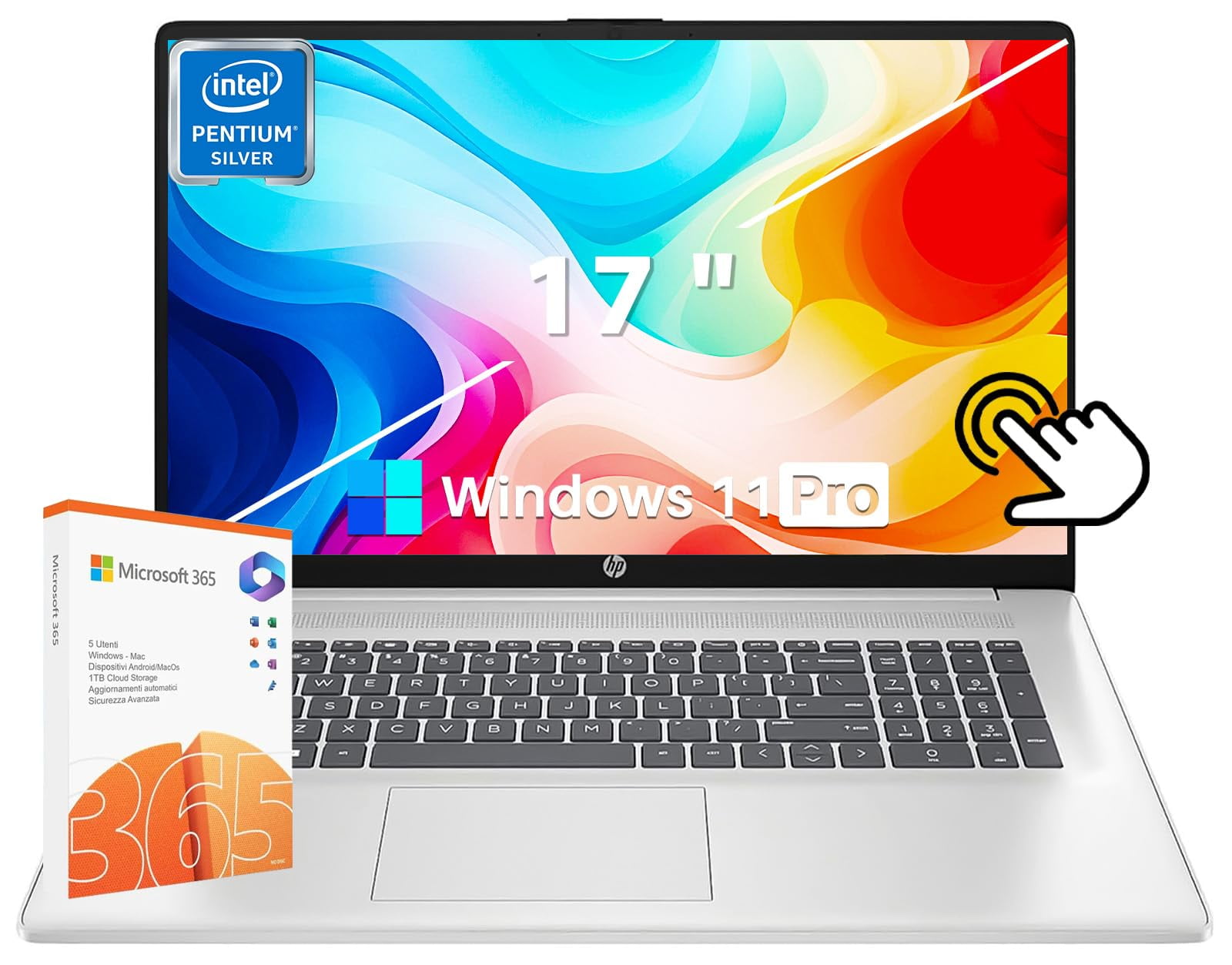 HP 17 inch Touchscreen Windows 11 Pro Laptop, 17.3" HD+ Touch Screen ...