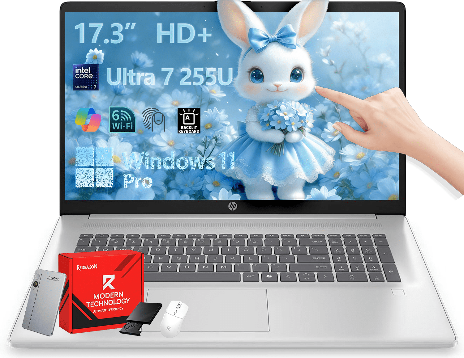 HP 17t Touchscreen Laptop Computer, 17.3" HD+, Intel Core Ultra 7 255U ...