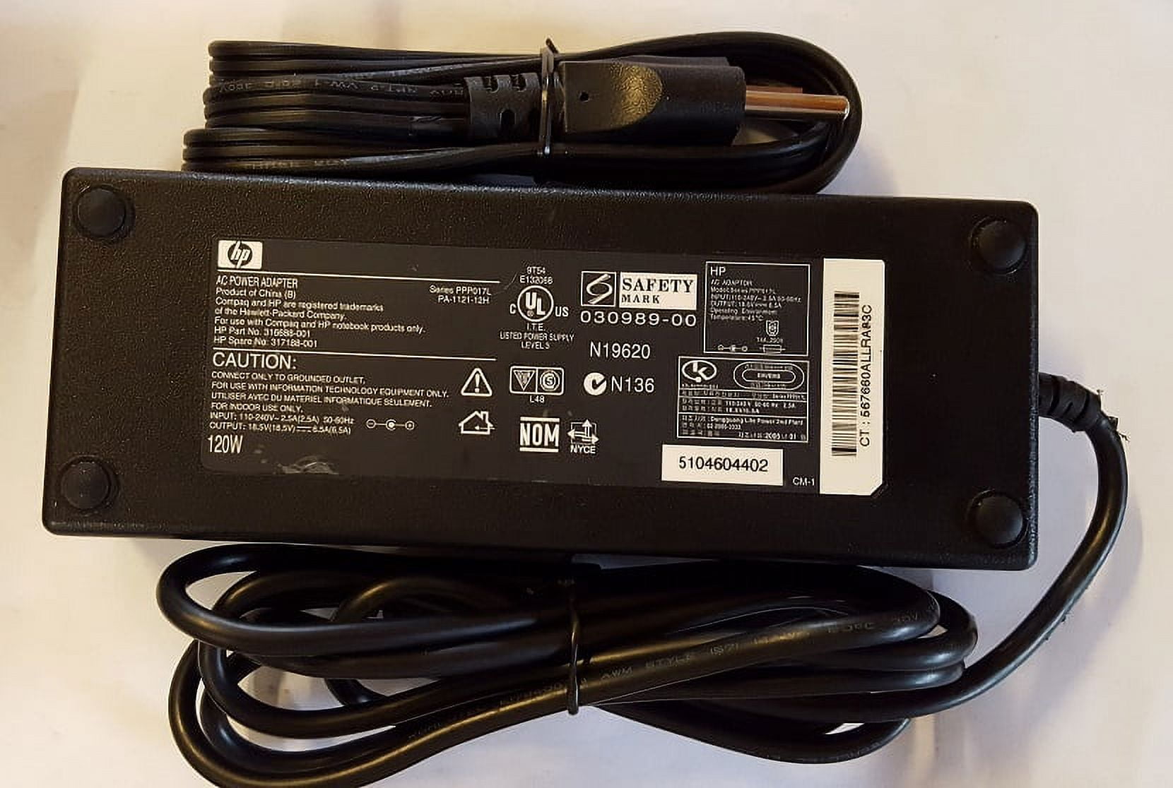 HP 18.5V 6.5A 120W Laptop Power Adapter Charger with Plug Cord for ...