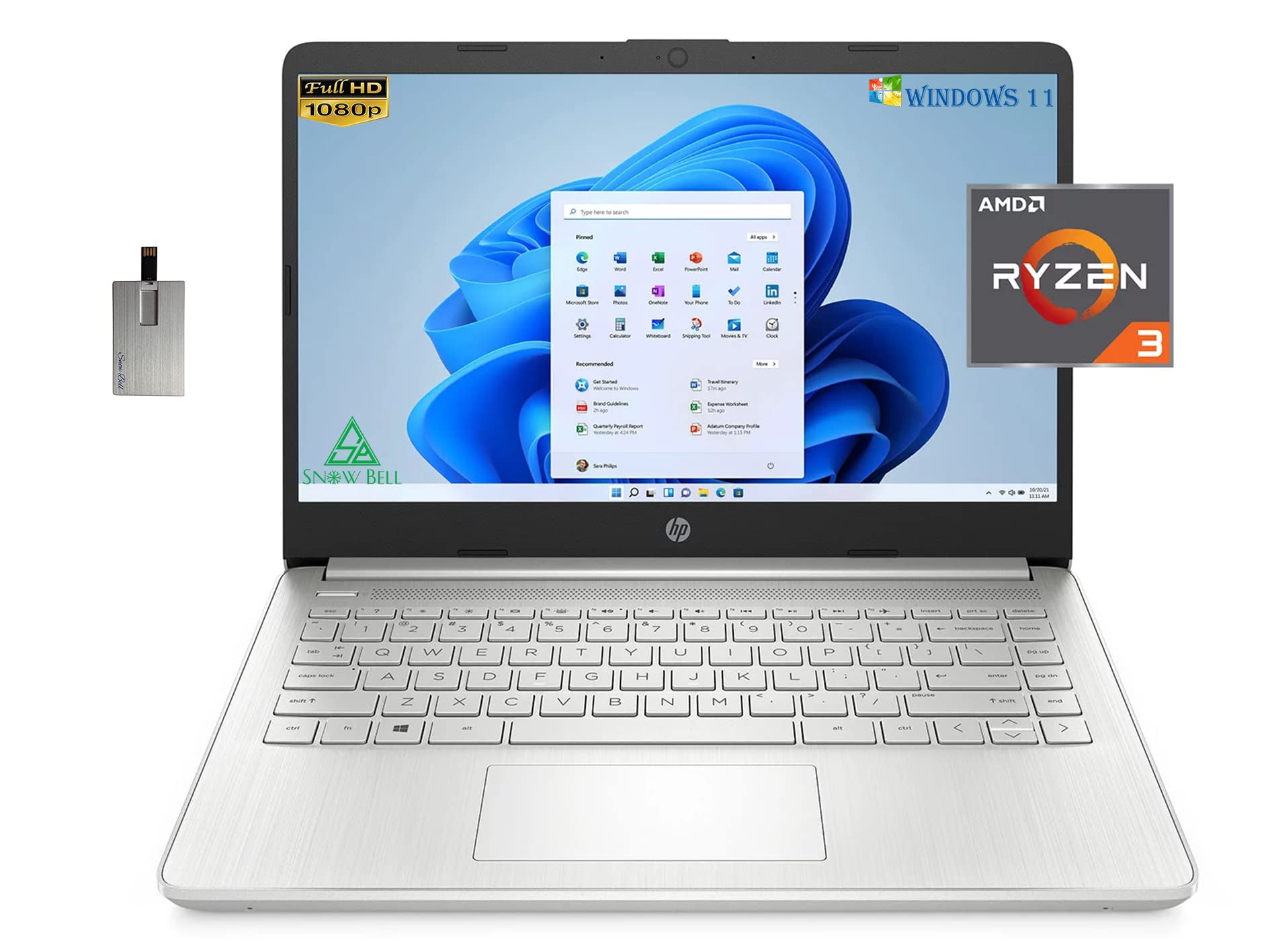 HP 2022 14" HD Display Laptop, AMD Ryzen 3-3250U, 32GB RAM, 1TB PCIe ...