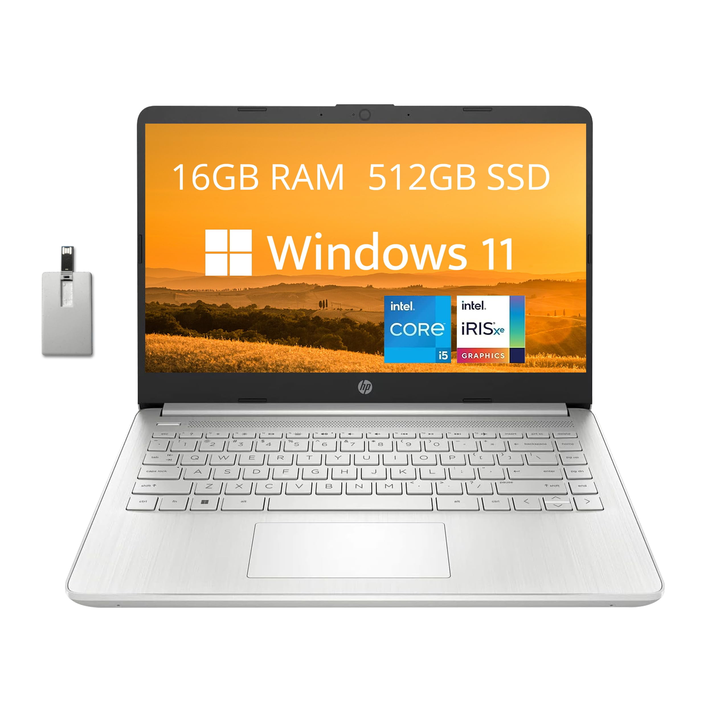 HP 2022 14 HD Laptop, Intel 11th Gen Core i5-1135G7, 16GB RAM, 512GB ...