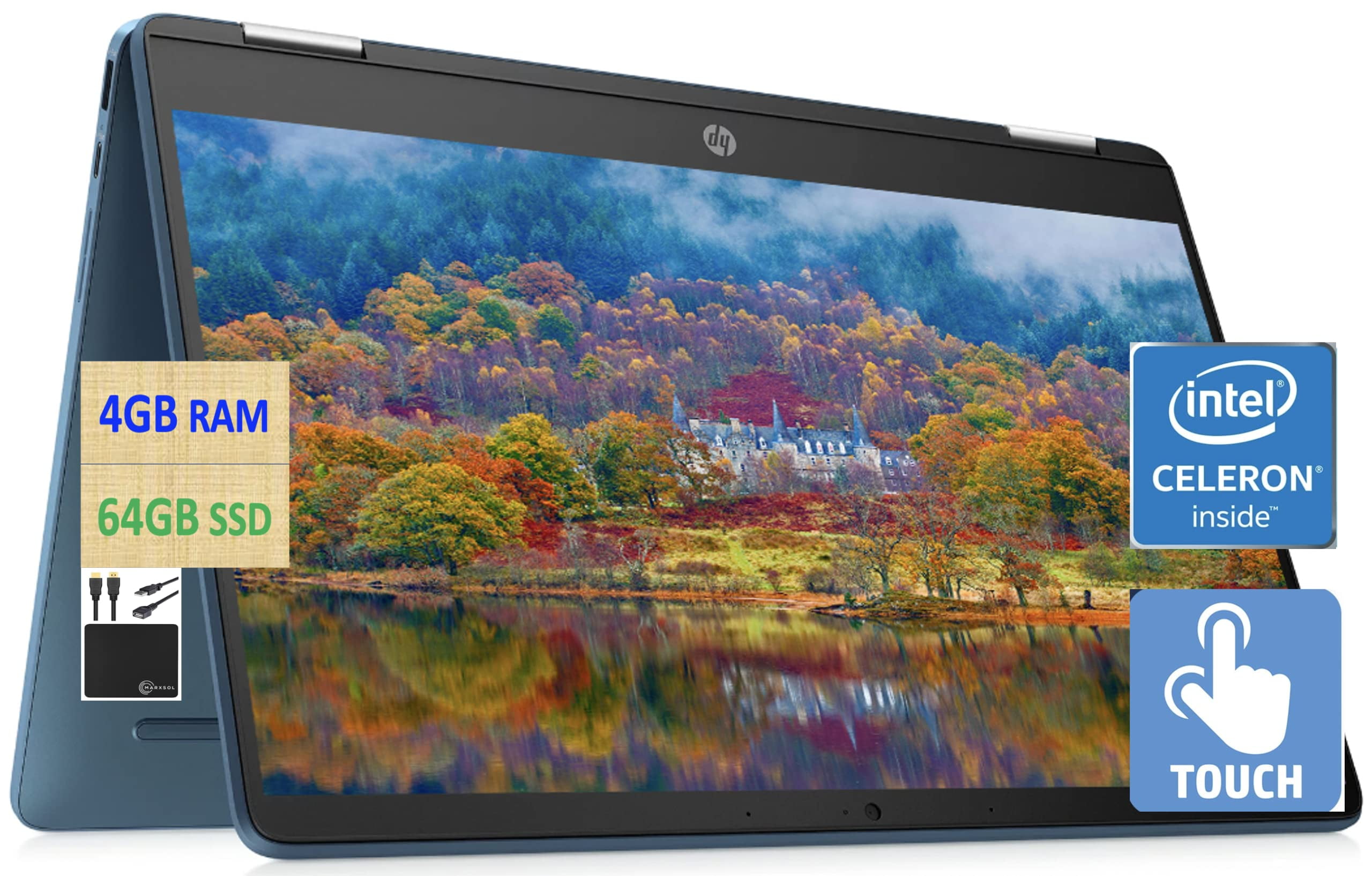 HP 2022 X360 Chromebook Spin 2-in-1 Laptop Student Business, 14'' HD Touchscreen, Dual Core ...