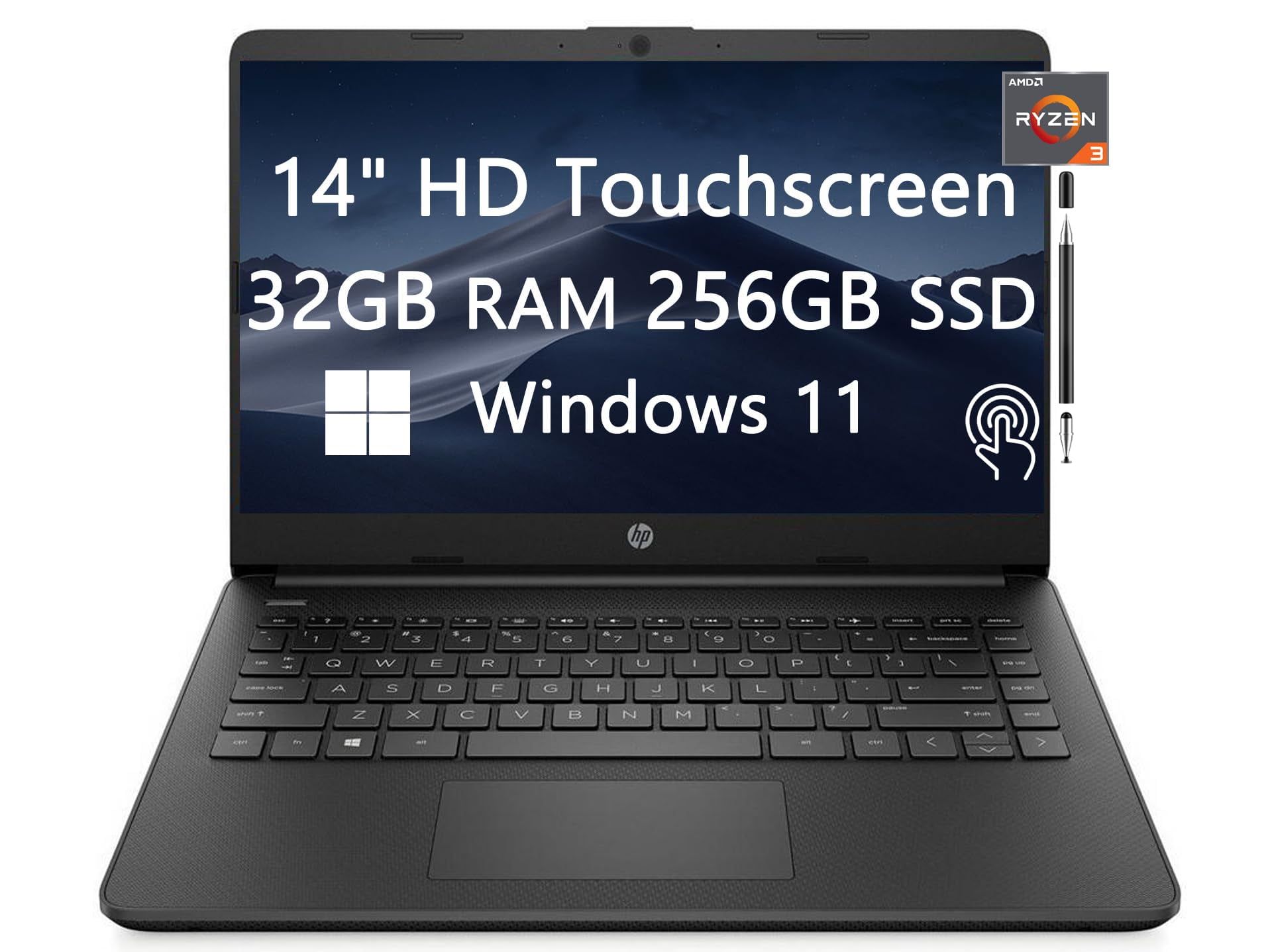 HP 2023 Upgraded Touchscreen Laptop, 14" HD Computer, AMD Ryzen 3 5300U ...