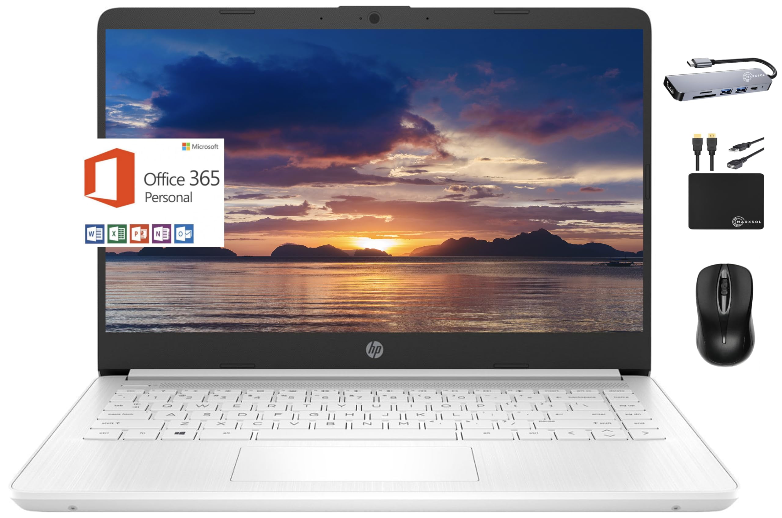 HP 2024 Premium 14" Micro-Edge Portable Laptop Student Business, Intel Quad-Core N4120, 4GB RAM ...
