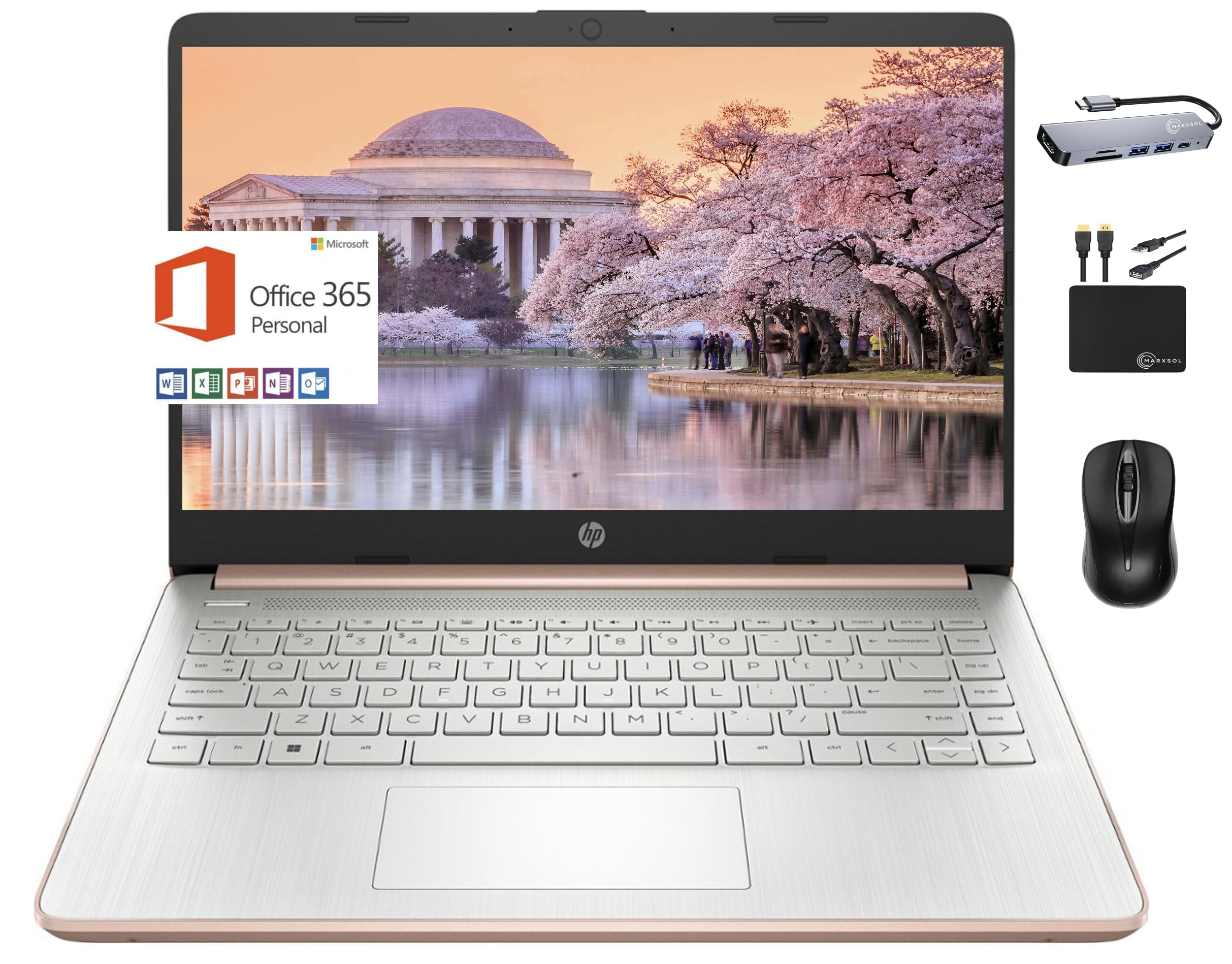 HP 2024 Premium 14" Micro-Edge Portable Laptop Student Business, Intel Quad-Core N4120, 4GB RAM ...