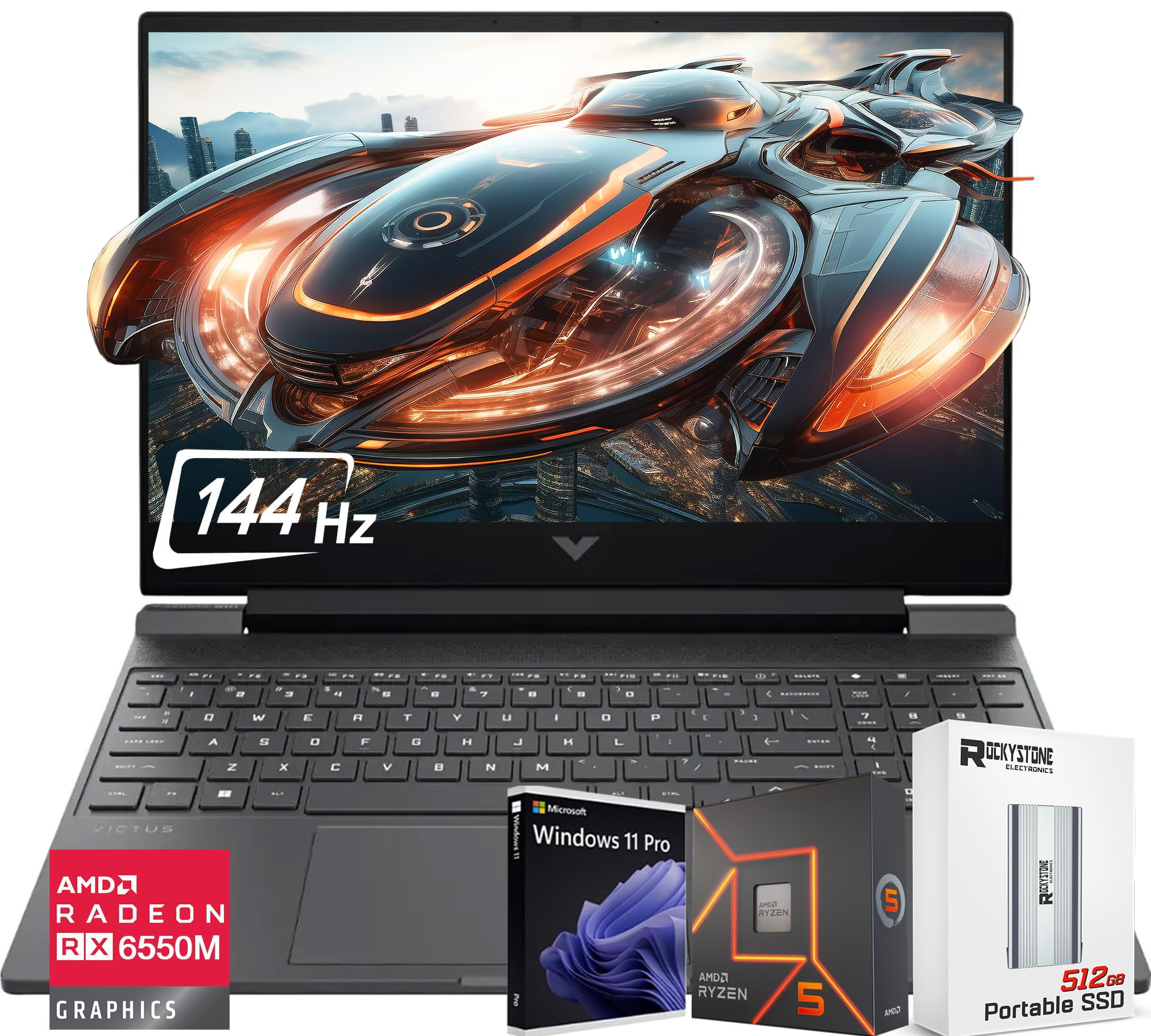 HP 2024 Victus 15.6 FHD 144Hz Gaming Laptop, 6-Core Ryzen 5 7535HS ...