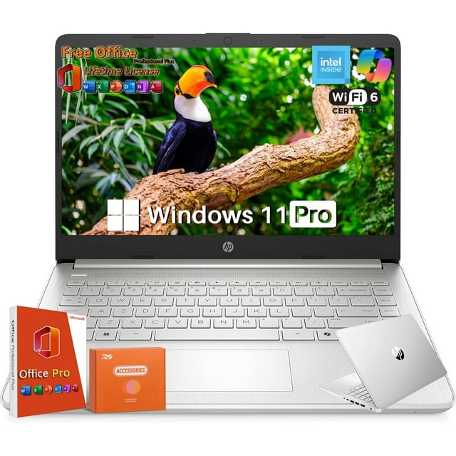 HP 2025 14 inch HD Laptop, Office Pro Lifetime License, Intel Processor ...