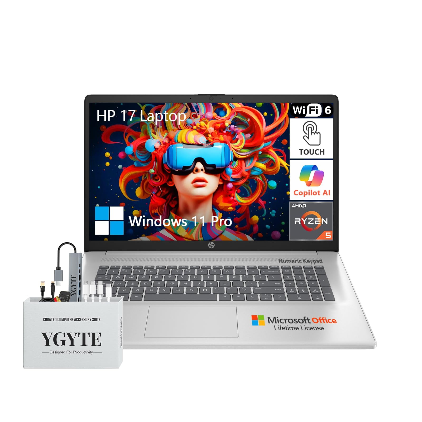 HP 2025 17.3 Touch Screen Laptop PC, 17 Inch Laptop Touchscreen, AMD ...