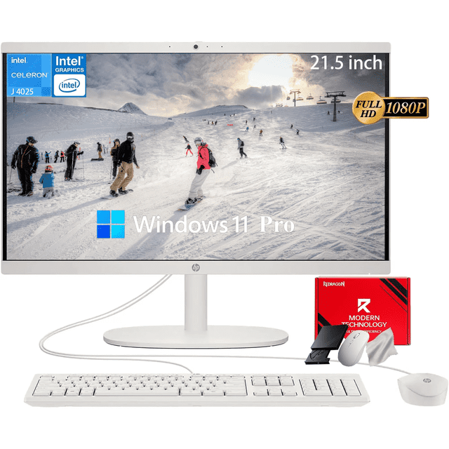 HP 2025 All-in-One Desktop Computer, Intel Celeron J4025 Processor, 21. ...
