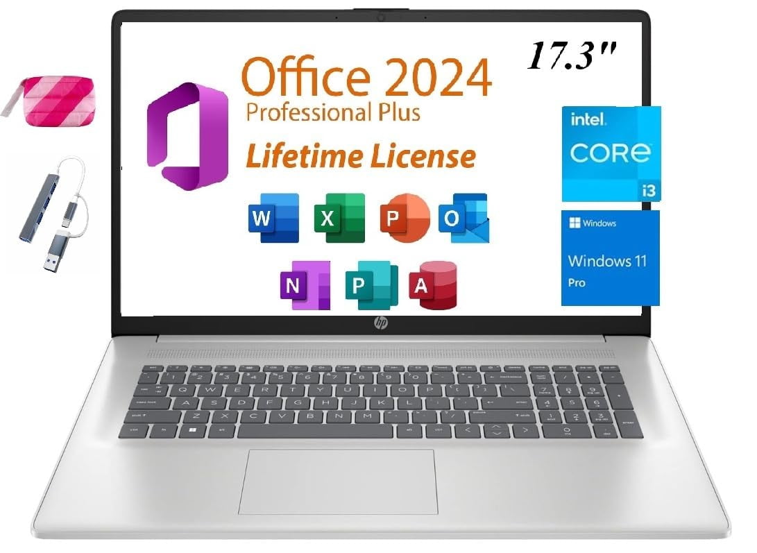 HP 2025 Premium 17 Laptop, 17.3" HD+ Display, Lifetime Office 2024 ...