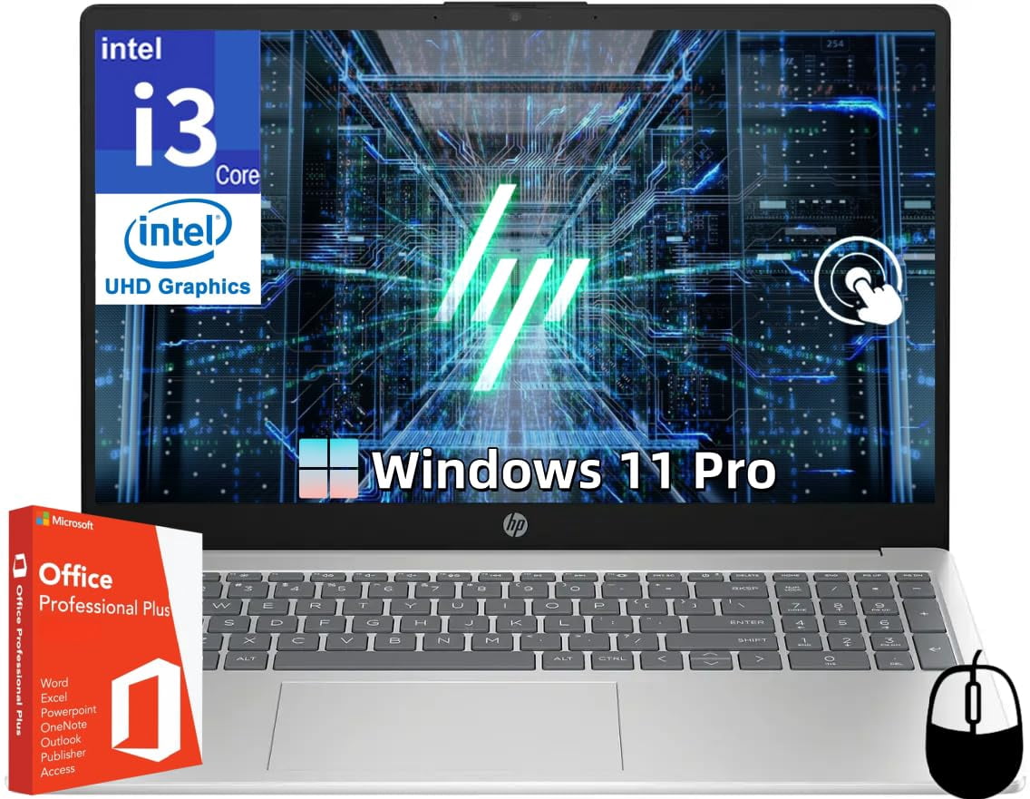 HP 2025 Touchscreen Laptop, with Office Lifetime License, Intel i3 ...