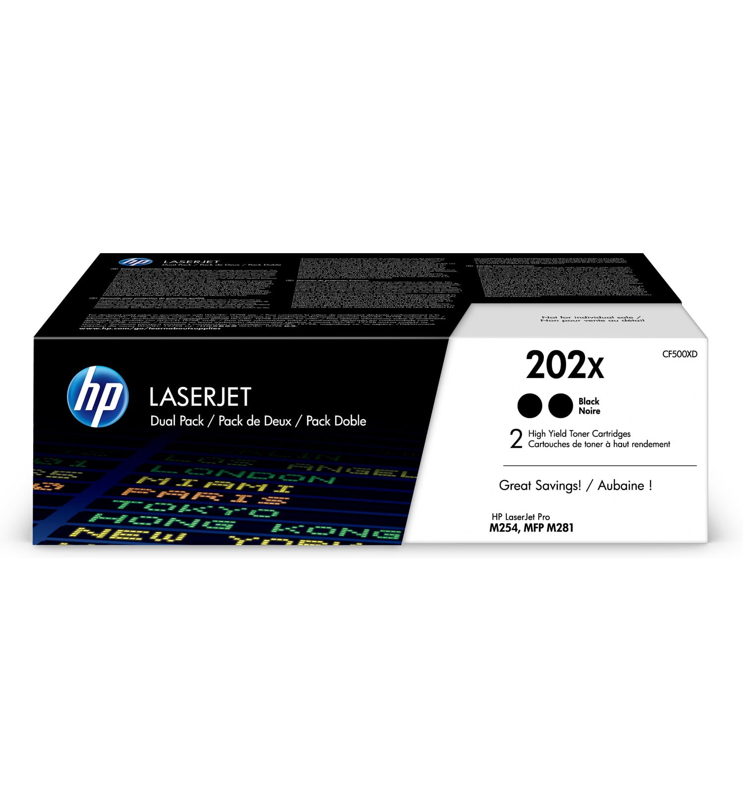 HP LaserJet 202X CF500XD High Yield Black Toner Cartridges, Pack of 2 ...