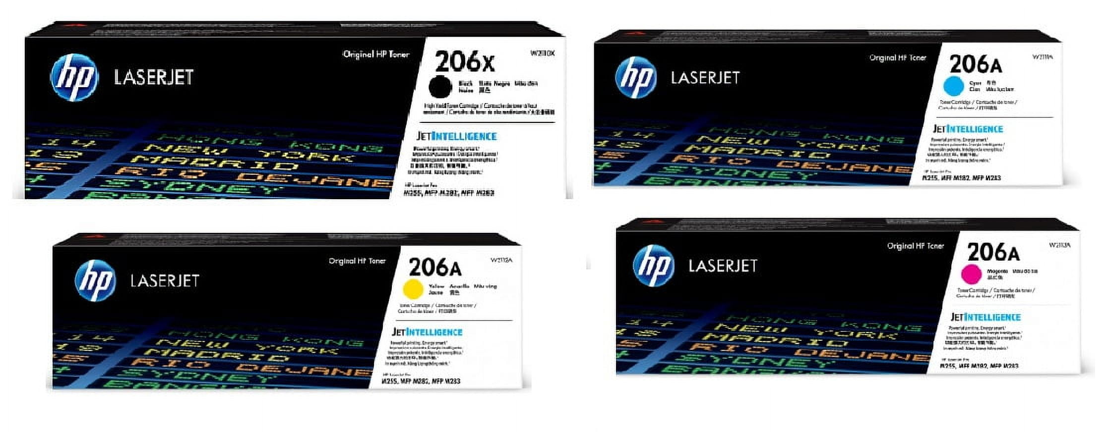 HP 206X High Yield Black With 206A Colors Toner Cartridge Set - Walmart.com