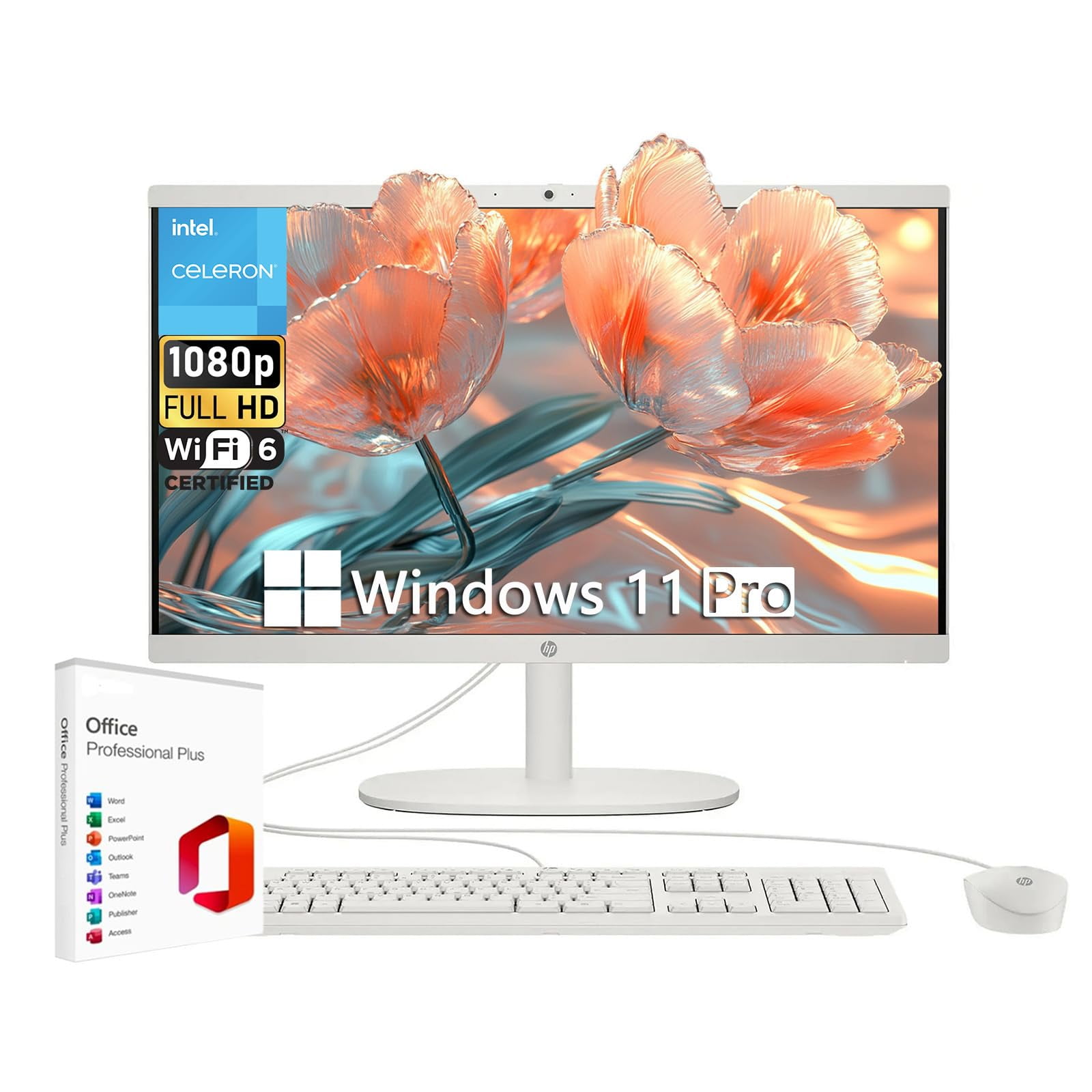 HP 21.5" All-in-One Desktop Computer, Anti-Glare 1080P FHD Display ...
